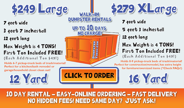 DUMPSTER TODAY 10 DAY RENTAL FROM $249 ORLANDO FL